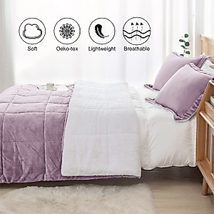 Lavender Purple Fuzzy Sherpa Comforter Set Full Queen Size, Soft Fall Winter All Season Girls Bedding Comforter Sets 3 Piece (1 Comforter and 2 Pillow Shams)