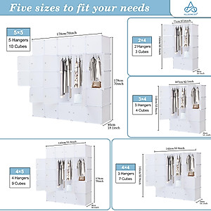 ALLGONICER DIY Assemble Wardrobe Closets, Clothes Dresser Storage Organizer,14"x18" Depth Cubes, Floor-Standing or Wall-Hanging, Sturdy and Weight Bearing with Patented Buckles. (2x4Cubes, White)