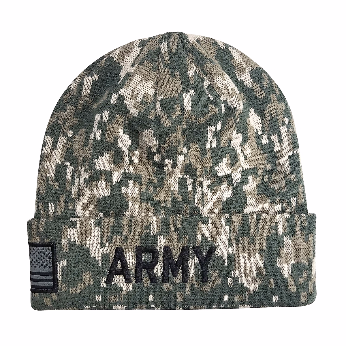 U.S. Army Beanie in Digital Camo for Adult Unisex Men and Women, Military Winter Knit Hats for Veterans