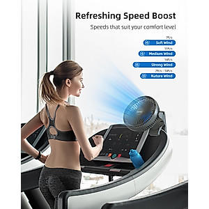 Koonie 10000mAh Rechargeable Portable Fan, 8-Inch Battery Operated Small Clip on Fan, USB Car Fan 4 Speeds, Sturdy Clamp for Office Desk Golf Cart Stroller Outdoor Travel Camping Tent Gym Treadmill