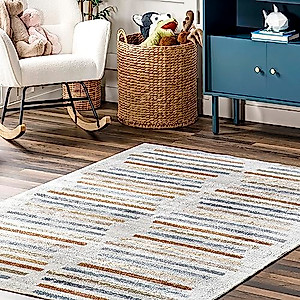 nuLOOM ROS Striped Columns Machine Washable Accent Rug, 3x5, Beige