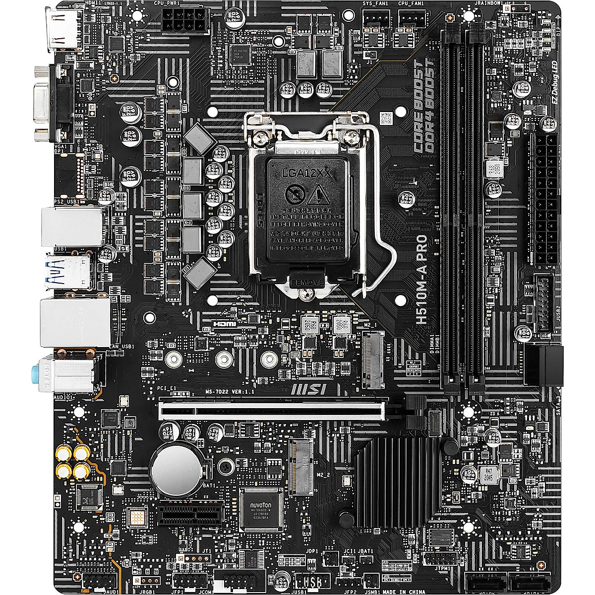 MSI H510M-A PRO ProSeries Motherboard (mATX, 11th/10th Gen Intel Core, LGA 1200 Socket, DDR4, PCIe 4, M.2 Slot, USB 3.2 Gen 1, 2.5G LAN, D-SUB/HDMI)