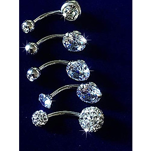 Yeelong 12mm Belly Button Rings Surgical Steel Belly Rings Diamond Belly Piercing Navel Rings for Women