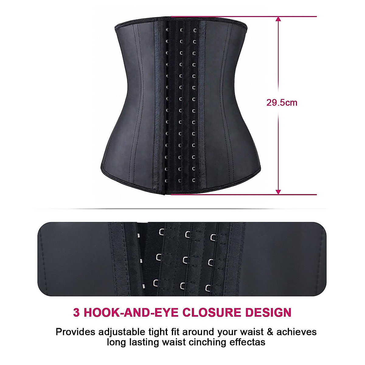 YIANNA Waist Trainer for Women Tummy Control Latex Underbust Waist Cincher Corset Sport Girdle Hourglass Body Shaper,(Black, XS)