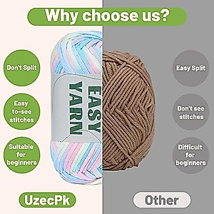 4x50g Rainbow Beginners Crochet Yarn for Crocheting Knitting Multicolor Cotton Crochet Yarn for Beginners with Easy-to-See Stitches Chunky Thick Yarn for Beginners Crochet Kit