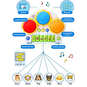 KingsDragon Baby Musical Keyboard Piano Drum Set,Learning Light up Toy, Early Educamional Montessori Toys for Babies Toddler Boys Girls Birthday