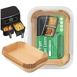 10 quart Rectangle Air Fryer Disposable Paper Liner (8 x 6 inches), 100PCS Food Grade Parchment Liners for Ninja DZ401, Ninja Foodi Dual Air Fryer XL