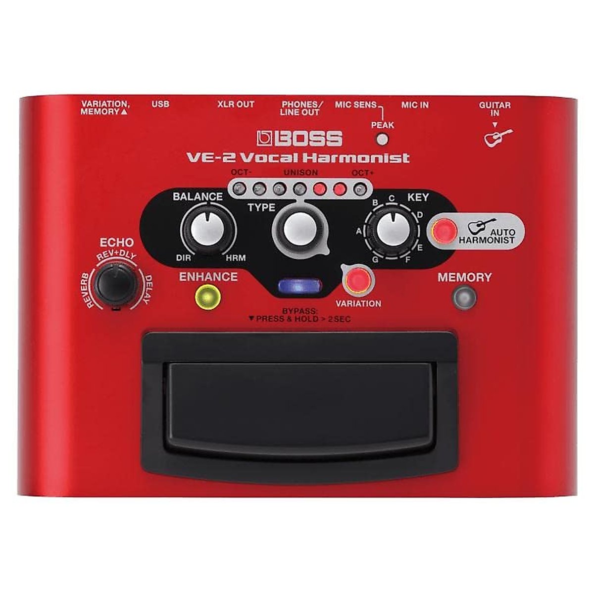 BOSS VE-2 Vocal Echo Pedal for Singing Guitarists | Real-Time Vocal Harmonies and Effects | Create Harmonies with Manual Key Selection | Connect Guitar for Auto Harmony Function | 24 Harmony Types