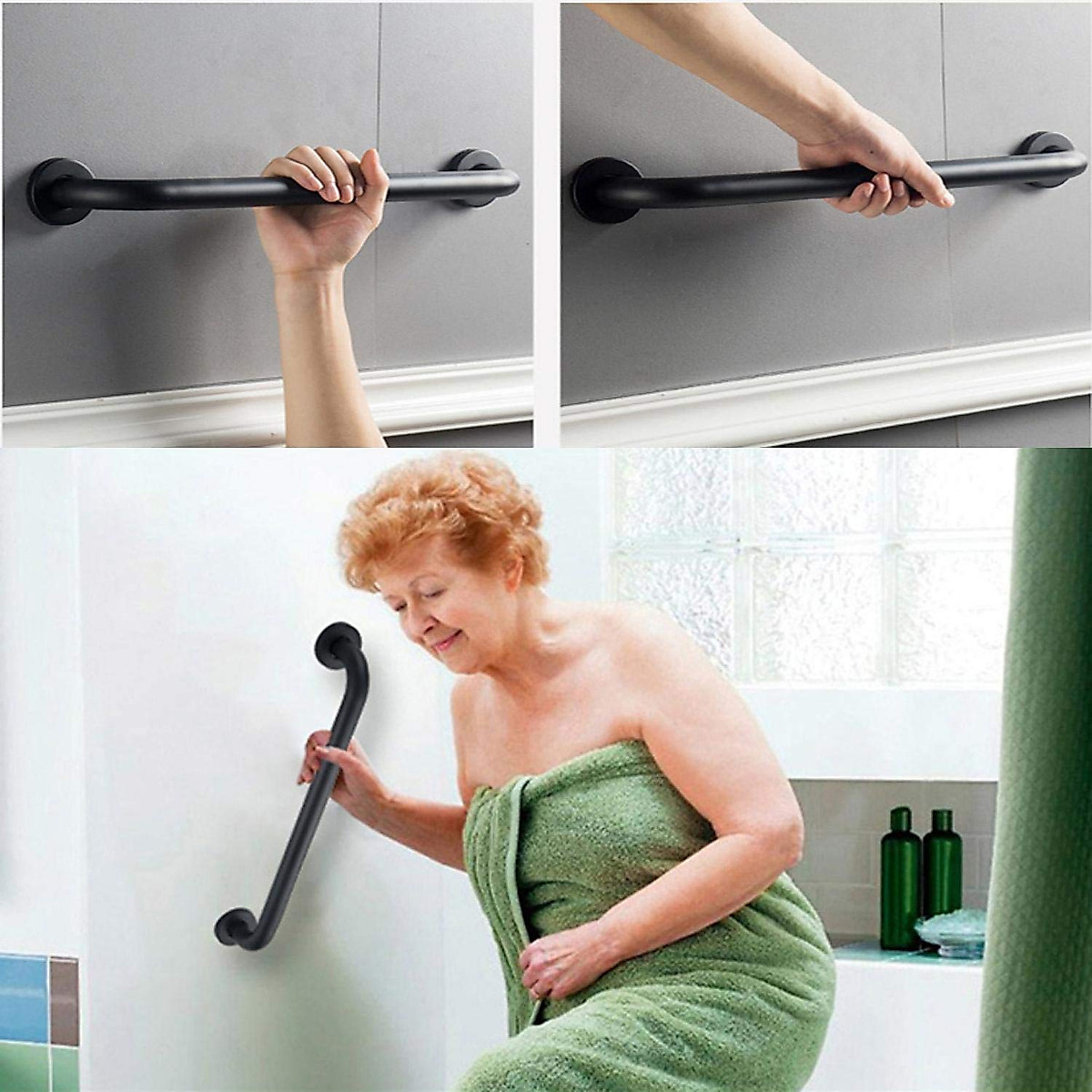 2 Pack 12 Inch Oil Rubbed Black Shower Grab Bar, iMomwee Stainless Steel Elderly Safety Bars, Bathroom Shower Balance Bar, Hand Rail Support, Handicap Senior Disabled Assist Bath Handle (1" Diameter)