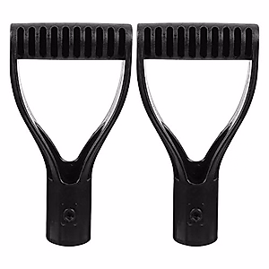 Cabilock 2pcs D Shaped Plastic Grip Snow Shovel Handle Replacement Spades Forks Garden Snow Removal Spade Snow Scoop Digging Raking Tools Hand Protect Black