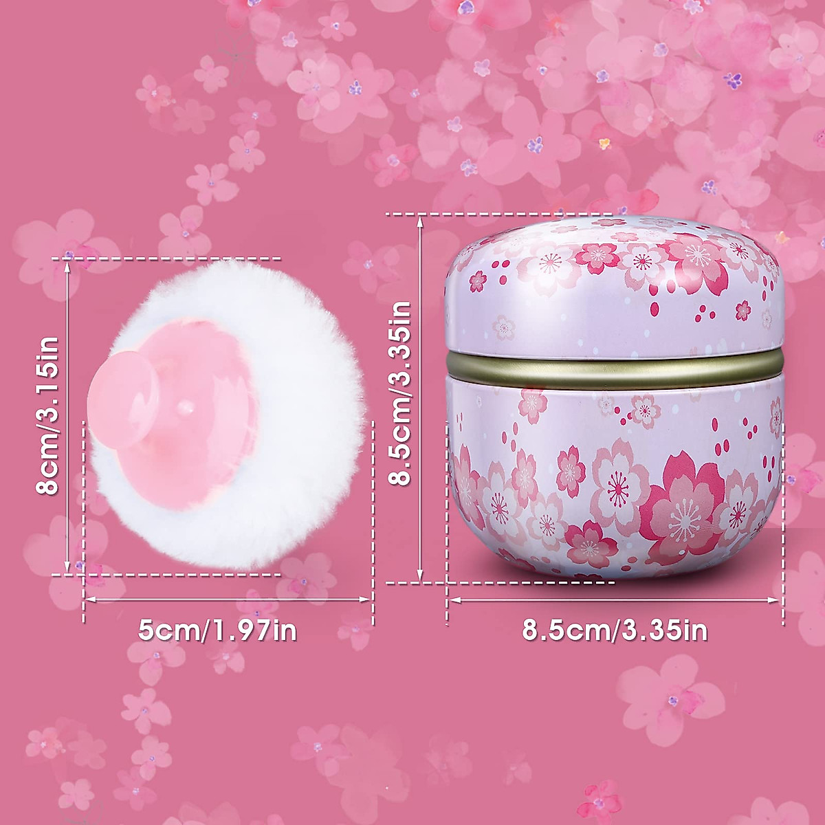 Molain Powder Case with Powder Puff for Body Baby After-Bath Powder Puff Kit Body Powder Puff and Container Dusting Powder Box for Baby&Women (Pink)