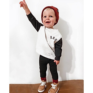 YOKJZJD Infant Toddler Baby Boy Fall Winter Outfits Letter Pullover Sweatshirt Long Sleeve T-Shirt Tops Pants Sweatsuit Clothes Set (Black White, 12-18 Months)