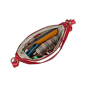 Zinda Genuine Leathers Women's Handbag Hobo Top Zip Shoulder Sling Crossbody (Red)