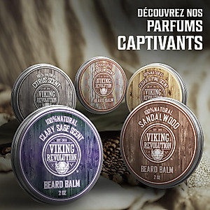 Viking Revolution Beard Balm - All Natural Grooming Treatment with Argan Oil & Mango Butter - Strengthens & Softens Beards & Mustaches - Citrus Scent Leave in Conditioner Wax for Men - 1 Pack