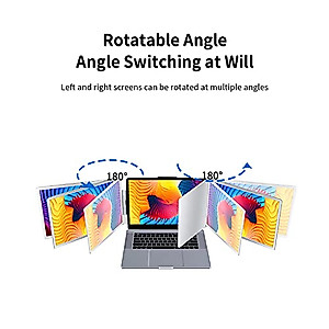 12" Full HD IPS Laptop Screen Extender, Triple Screen Portable Laptop Workstation, Portable Monitor for Laptop Upgrade Dual Screen Laptop Only Needs 1 USB C Cable to Connect to Windows/mac