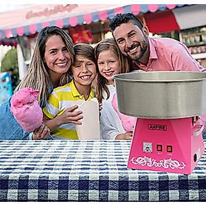 ANFIRE Commercial Electric Cotton Candy Machine Pink Candy Floss Maker for Kits or Party - Includes 10 Cones & Scoop