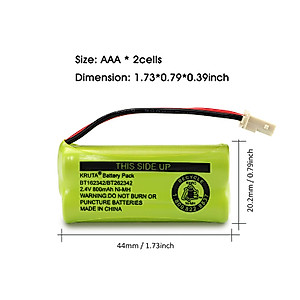 Kruta BT166342 BT266342 Battery 2.4V 800mah Replacement Battery Pack Compatible with for BT183342 BT283342 BT162342 BT262342 VTech CS6114 CS6419 CS6719 at&T EL52300 CL80111 Cordless Phone (Pack 4)