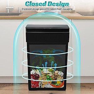 Dlewmsyic 50L / 13 Gallon Kitchen Trash Can with Lid, Fingerprint-Resistant Automatic Garbage Can, Large Capacity Plastic Touchless Sensor Garbage Bin for Bathroom, Bedroom and Home Office（Black）