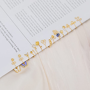 TOBENY 16-24PCS African Nose Cuffs for Women Multi-Style Faux Fake Nose Ring Non Piercing for Teen Girls Small Clip on Nose Ring Set