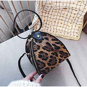 QZUnique Women's Sexy Leopard Print Handbag Triangle Shoulder Bag PU Leather Crossbody Purse