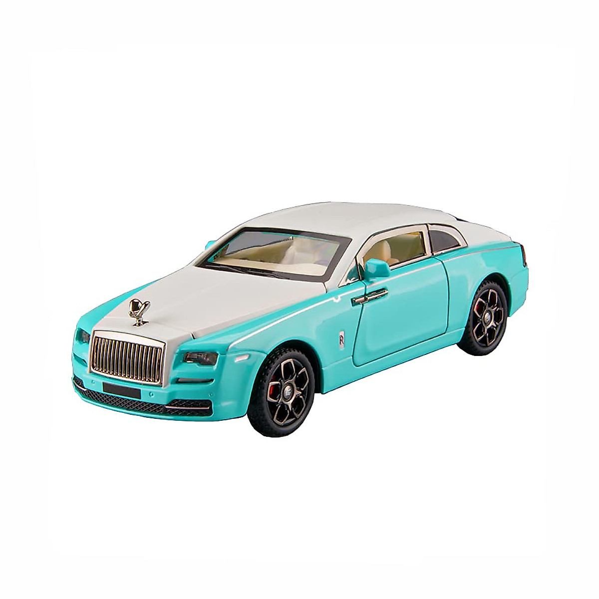 Alloy Collectible Blue Rolls Royce Wraith Toy Pull Back Vehicles Diecast Model Car with Light and Sound