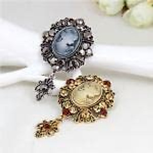 Vintage Princess Frame Crystal Brooches Pins,Victorian Cameo Pin Vintage Rhinestone Brooch Jewelry(Silver)