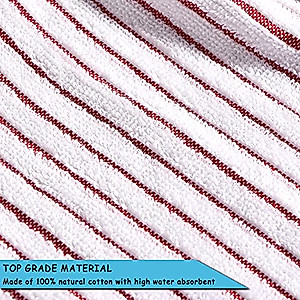 2 Pack Hanging Tie Towels, 100% Cotton Hanging Hand Towels Super Absorbent Cotton Towels for Kitchen, Red Stripe