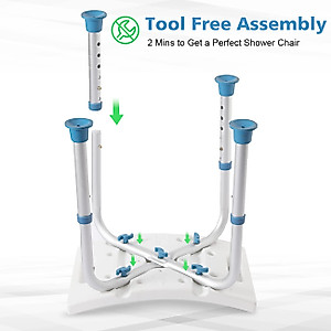 FSA/HSA Eligible Shower Chair for Inside Shower, Shower Stool with Free Assist Grab Bar/Toiletry Bag, Tool-Free Assembly Shower Seat for Bathtub, Shower Bath Chairs for Seniors/Disabled by SOUHEILO