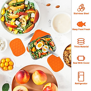 MOVNO Stainless Steel Food Containers with Lids Set of 3 (28 oz, 8 oz, 8 oz) - Metal Snack Container for Kids Adults - Premium Leakproof Bento Box Storage - Lunch Box Set with Silicone Lids