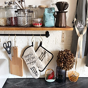 GREVY Quilted Cotton Pot Holders with Pocket Heat Resistant Oven Mitts for Cooking or Baking,7x9,Set of 4 (4 PCS Kitchen Sets)