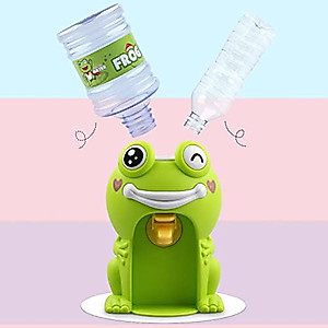 Amosfun Desktop Water Dispenser Cooler Mini Bottom Load for Bedroom- Kids Mini Water Dispenser Frog Animal Style Water Machine- Children Mini Water Dispenser Drink Water Machine Toy for Home (Green)
