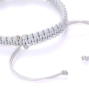 COLORFUL BLING 2Pcs Infinity Distance Couple Braided Handcrafted Luck Bracelet Bangle Adjustable Rope His and Hers Wristband Wrist Jewelry-black white