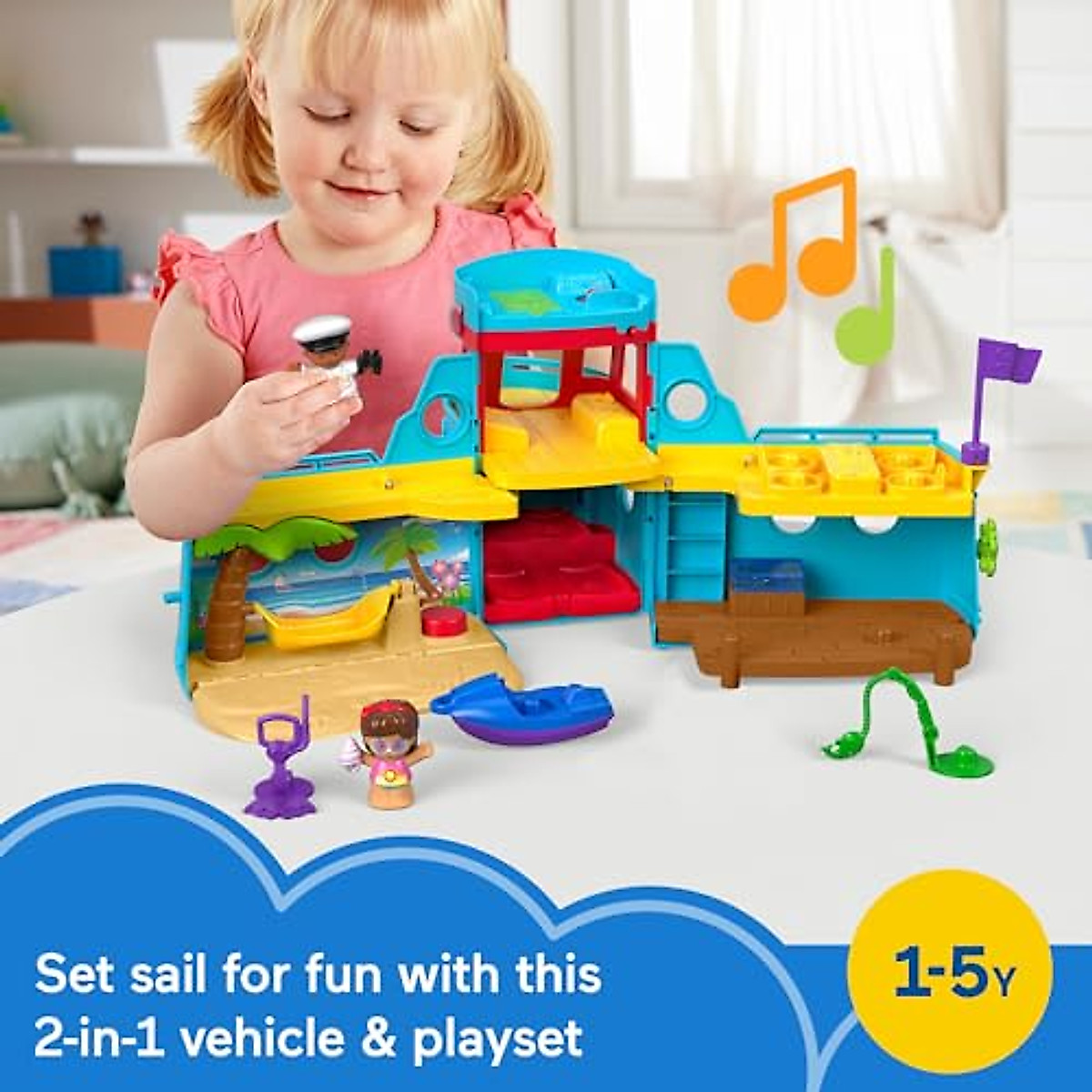 Fisher-Price Little People Toddler Toy Travel Together Friend Ship Musical Playset with 2 Figures & Accessories for Ages 1+ years