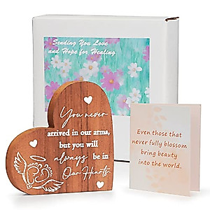 Luxekem Miscarriage Gifts for Mothers, Infant Loss Sympathy Gift, Loss of Baby Memorial, Angel Baby Heart Shaped Wood Sign, Pregnancy Loss Remembrance Bereavement Condolence