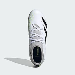 adidas Predator Accuracy.3 Firm Ground Sneaker, White/Core Black/Lucid Lemon, 12 US Unisex Little Kid