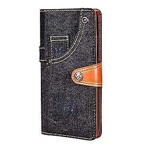 Case Compatible with Oppo Reno 6 Pro 5G,Leather Flip Case with Card Slot,Stand Holder and Buttoned Magnetic Closure,Jeans Fabric Case for Oppo Reno 6 Pro 5G
