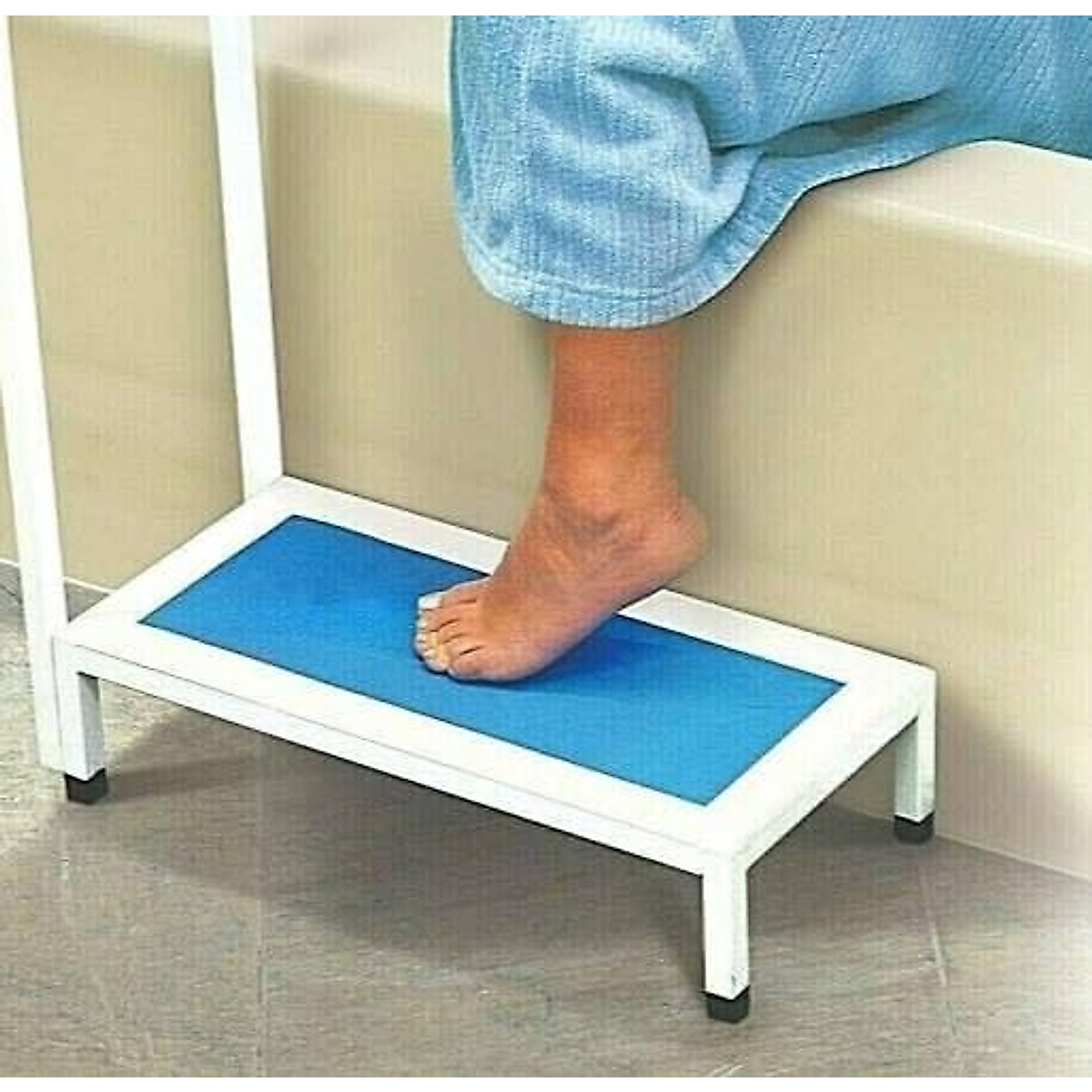 Bath Step with Handle- Step Stool with Handrail Nonslip Bath Shower Kitchen Supports Up to 500lbs Heavy Duty Step Stool