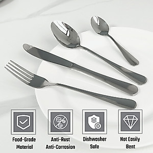 24-Piece Stainless Steel Cutlery Service for 6, Mirror Polished Tableware with Dinner Fork, Steak Knife, Dinner Spoon & Salad Spoon, Dishwasher Safe, Suitable for Dinner, Banquet, Parties