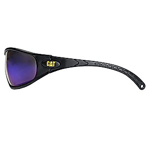 Caterpillar Tread Safety Glasses, Black and Yellow, Blue Mirror, Unisex