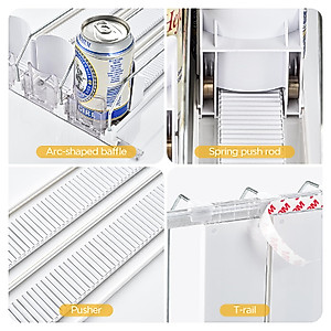 OTraki Fridge Drink Organizer Adjustable 3 Rows Soda Organizer for Refrigerator with Pusher Glide 15Inch Length & Width Fridge Spring Loaded Drink Can Dispenser Storage Hold up to 15pcs Cans, Clear