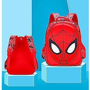 SUFRAH 13inch Cartoon Backpack Red&Blue Comic Waterproof Durable Lightweight Bookbag Fashion Causal Travel Bag
