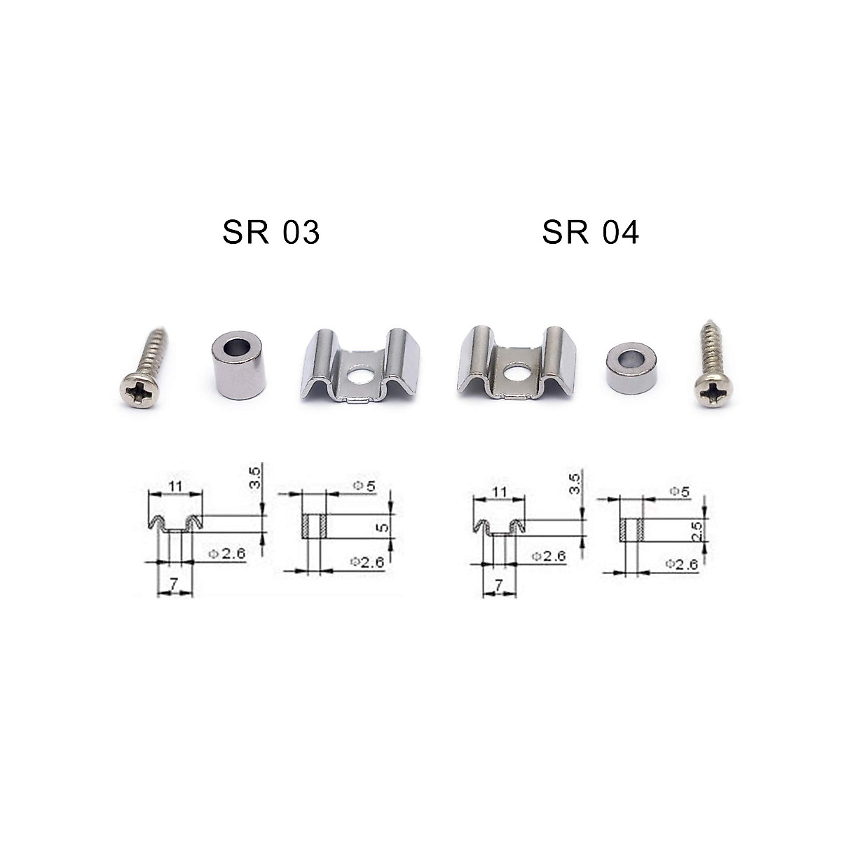 Metallor Guitar String Trees String Retainer Guides Compatible with Strat Tele Style Electric Guitar Bass Parts Replacement Pack of 4pcs with Mounting Screws Chrome.