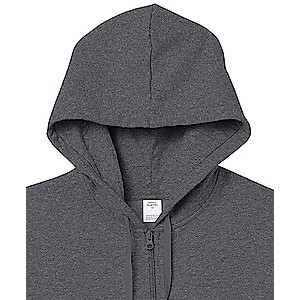 Amazon Essentials Women's French Terry Fleece Full-Zip Hoodie (Available in Plus Size), Dark Grey Heather, Large