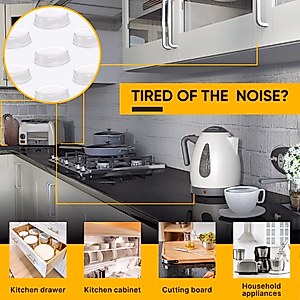 Vellax Self Adhesive Cabinet Door Bumpers - 64 pcs Sticky Silicone Clear Sound Dampening Rubber Bumpers for Wall Protection, Kitchen Furniture, Decor, Drawer Stops