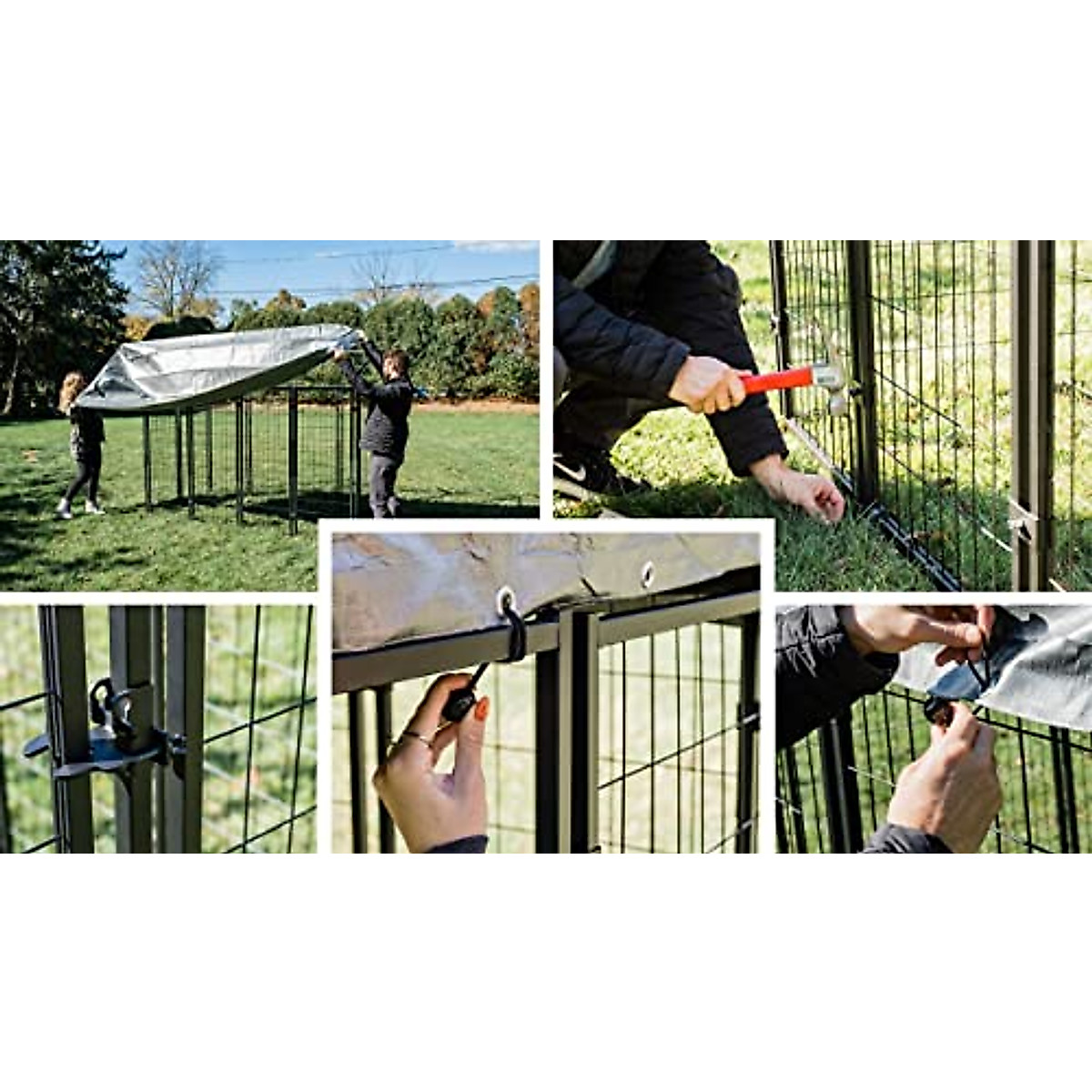 Olympia Tools 4x4x6 Dog Kennel - Outdoor Dog Kennel Small with UV Protection Waterproof Cover, Welded Wire Dog Kennels - Ideal for Dog, Pet Cage, Yard Wire Fence, Patio Crates, Black (90-542)