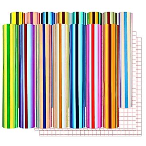 Permanent Holographic Vinyl for Cricut - Lya Vinyl 17 Pack Holographic Vinyl Sheets Bundle (12" x 12") for Home Decal, Mug, Window, Ceramics, Holiday Party Decal