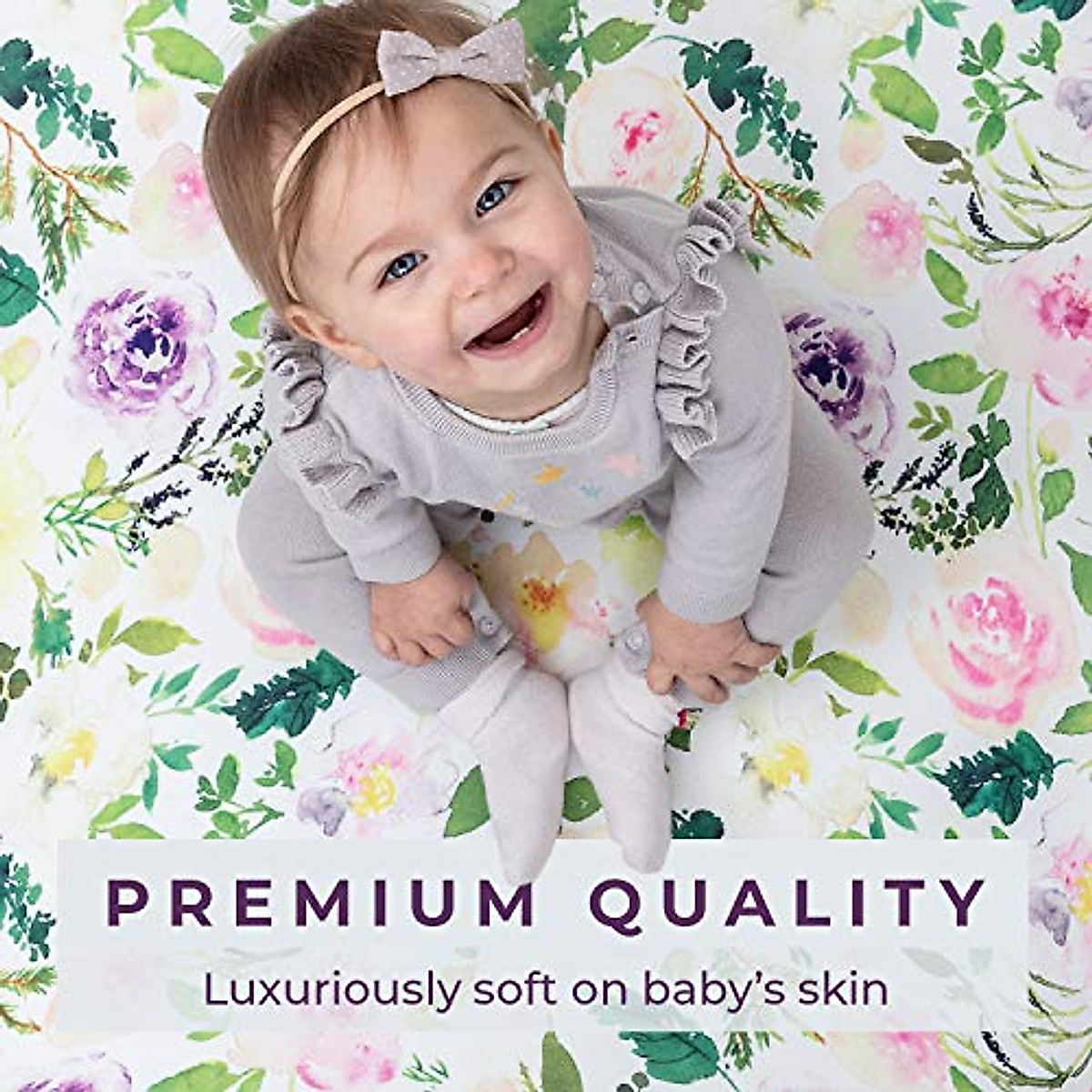 Pobibaby - 2 Pack Premium Changing Pad Cover - Ultra-Soft Cotton Blend, Stylish Floral Pattern, Safe and Snug for Baby (Allure)