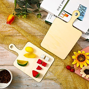 6 Pieces Mini Wooden Cutting Board with Handle Paddle Chopping Board Small Kitchen Serving Board Wooden Cooking Butcher Block for Christmas DIY Home Kitchen Cooking Vegetables Decor (9.1 x 5.5 Inch)
