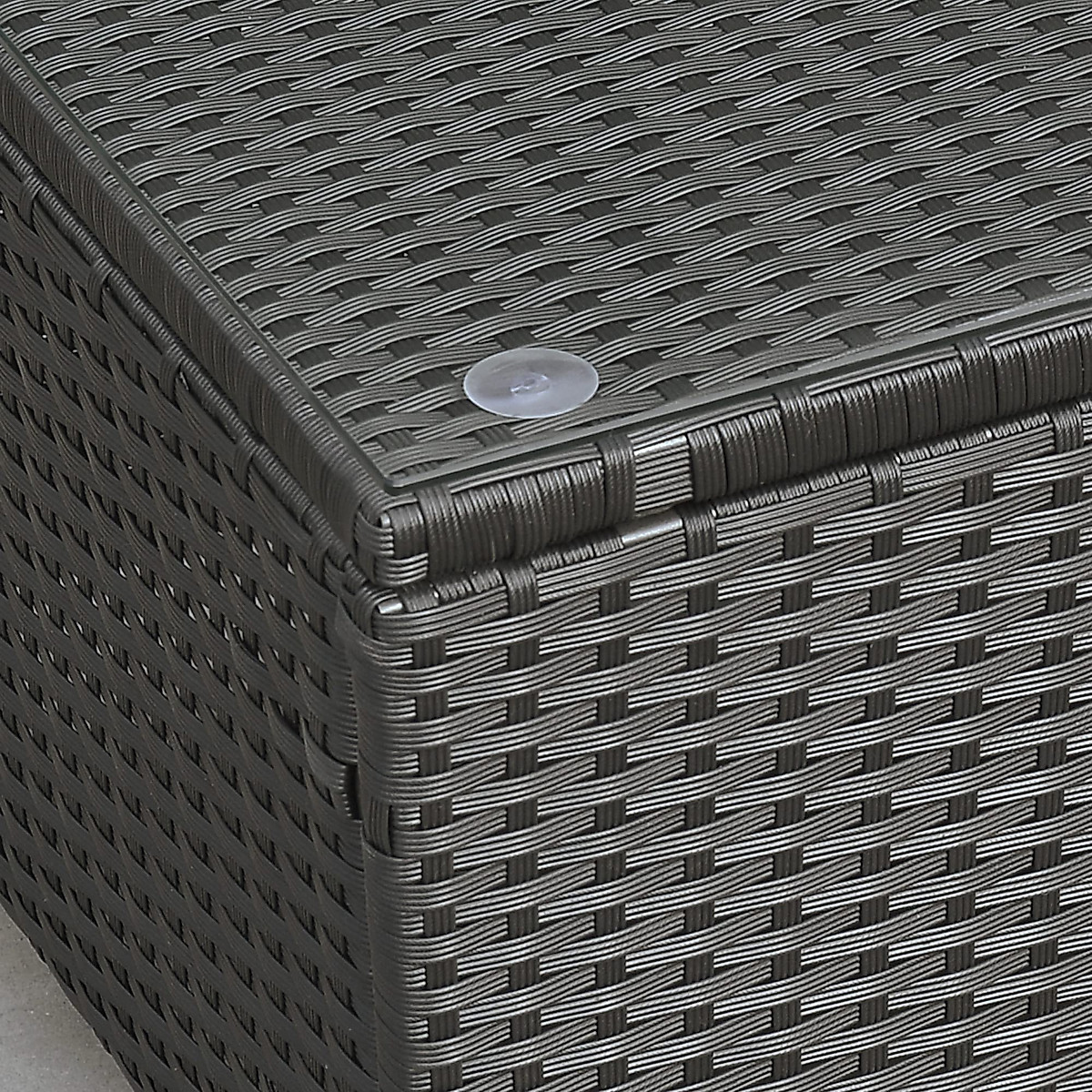 Ousunny Patio Furniture, Wicker Coffee Table, Hand-Woven PE Rattan Side Table with a Tempered Glass Top, 33.5" x 19.75", Black