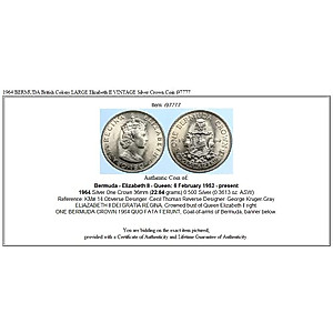 1964 BM 1964 BERMUDA British Colony LARGE Elizabeth II VI Crown Good Uncertified